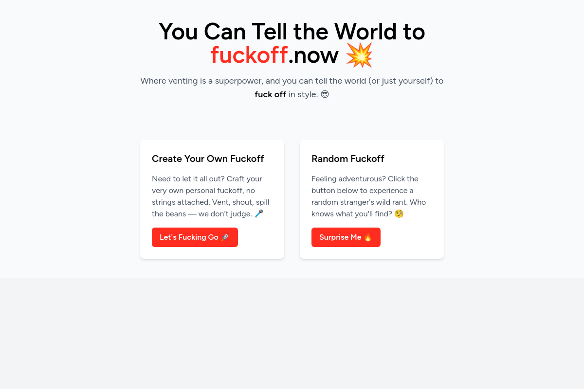 FuckOff.now - A Space to Release Your Frustrations!